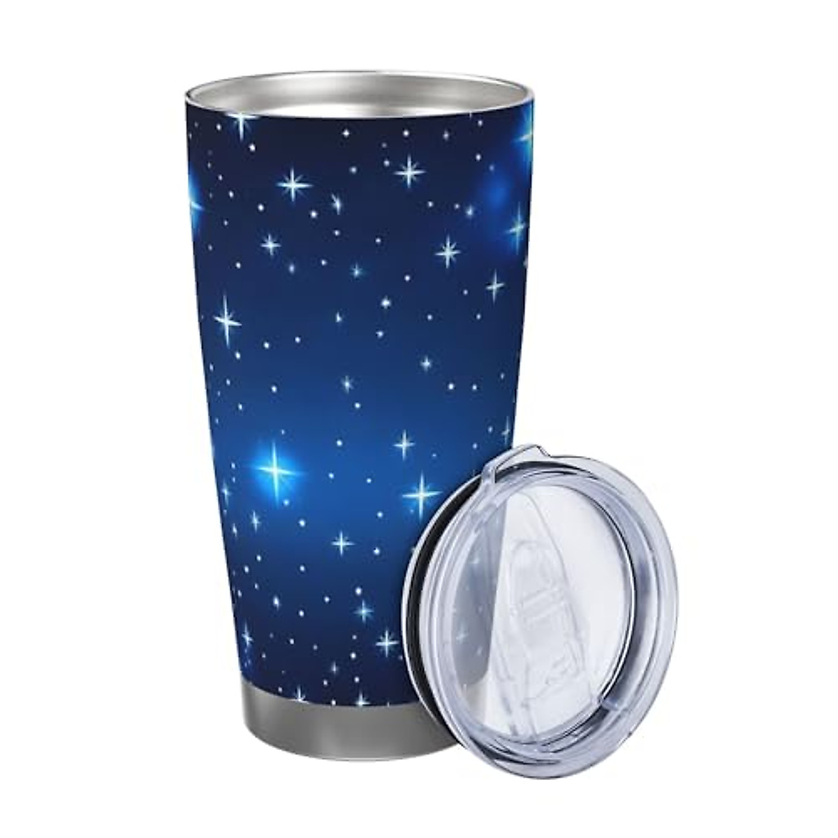 WXZYFP Car cup (single silver rim), can use a straw or drink directly, easy to use.Blue star pattern