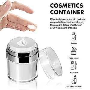 Lurrose Vacuum Container 4 Pcs Airless Pump Jars Empty Acrylic Makeup Cosmetic Jar Containers Refillable Travel Lotion Jar for Moisturizer Skincare Cream Hydrating Face Primer