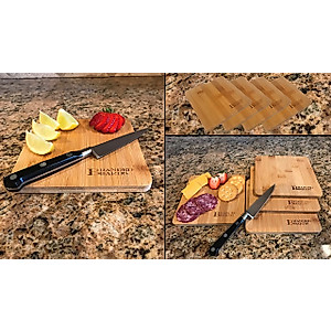 Branded Boards Small Mini All Natural Bamboo Cutting Board, Great for Apartments RV's Home Bar Backpacking Camping Bushcraft Dorm Rooms Picnics & Entertaining (4 Pack)