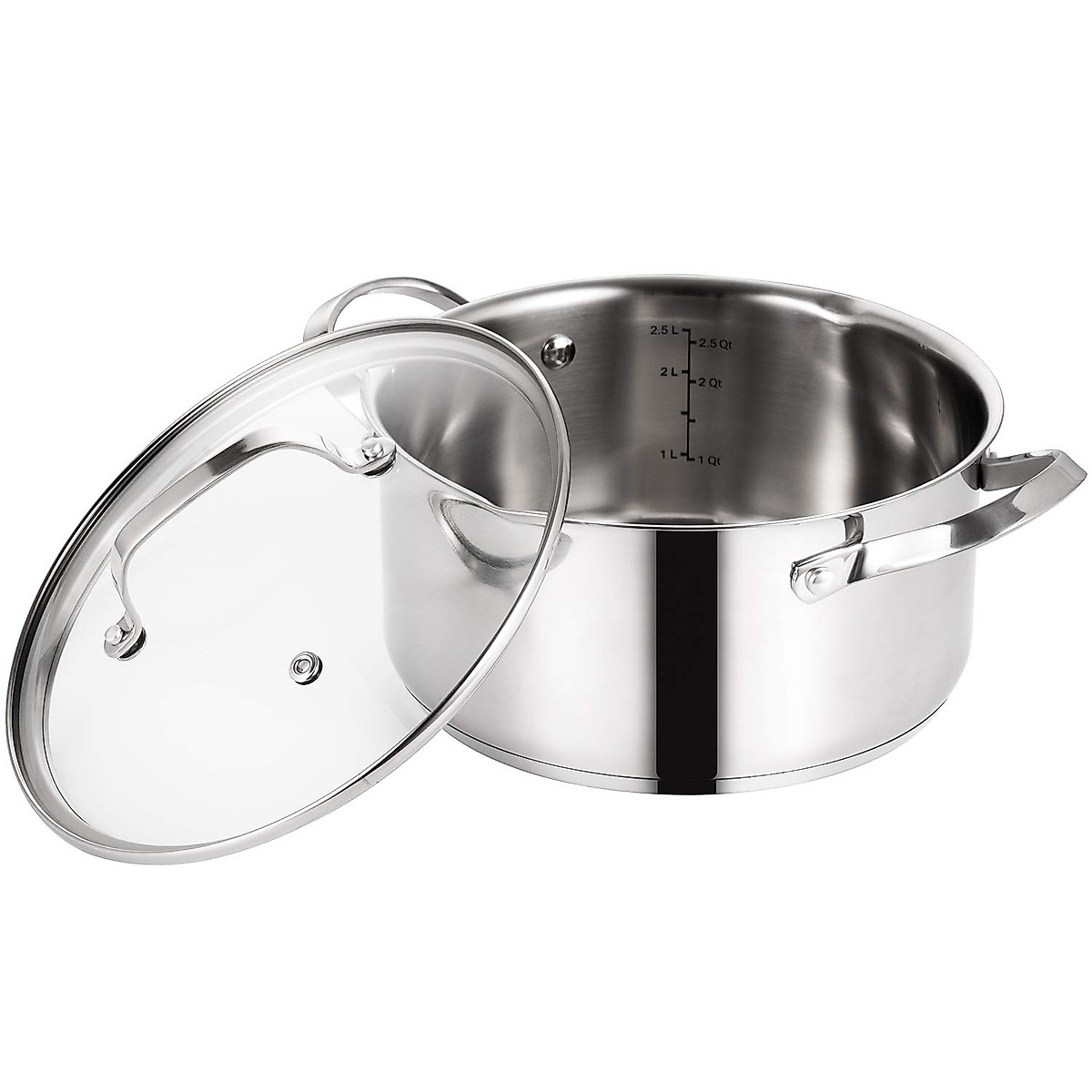 QStar 5 qt Stainless Steel Nontoxic Easy Cooking Stock Pot with Handle and Glass Lid