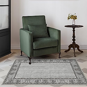 RUGGABLE Washable 3x5 Area Rug, Zinnia Grey, Premium Rugs for Living Room, Bedroom, Kitchen, Office, Classroom with Gripper Non Slip Pad