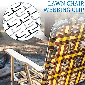 120 pcs Webbing Clips Lawn Chair Webbing Silver Black Lawn Chair Webbing Clips Patio Chair Webbing Replacement for Chair Frame Rubber Webbing Repair for Sofa Chair Furniture