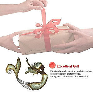 Mermaid Decor Metal Wall Art,Home Decor Mermaid Wall Sculpture Hanging Coastal Wall Decor for Home Garden Indoors Outdoors,Swimming Mermaid Specialties Distressed Handmade Creative Craft Panels