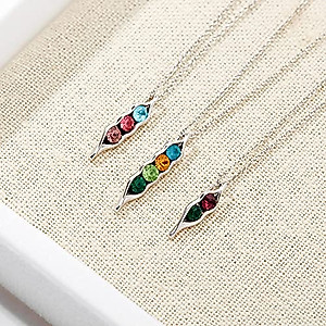 EVE'S ADDICTION Custom Three Peas in a Pod Necklace (16" chain) - Sterling Silver Peas in a Pod Birthstone Necklace - Mother's Jewelry - Gift for Mom - Mother's Necklace - Gifts for Mom