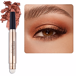Enfuntins Eyeshadow Stick, Shimmer Cream Eye Shadow Pencil Crayon with Soft Smudger, Long Lasting Waterproof Eye Highlighter Eye Shadow Make Up (05 Orange Brown Shimmer)