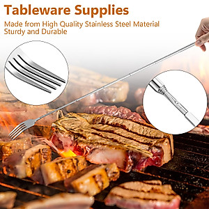 Extendable Fork, 9 to 25 Inch Long Telescopic Fork Stainless Steel Retractable Fork Sturdy and Durable Extending Fork for BBQ Tableware Supplies, Dinner Fruit Dessert Fork with Extendable Handle
