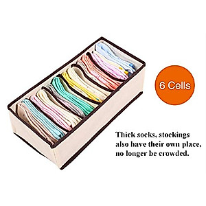 Bofoho Underwear Organizer, 4 PCs Foldable Closet Dresser Drawer Organizer for Clothes, Lingerie, Bra, Panty, Sock, Tie and Belt Storage (Beige)