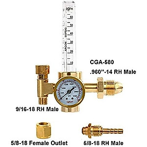 8MILELAKE Argon CO2 Mig Tig Flow Meter Regulator Welding Flowmeter CGA580 Inlet Connection Gas Welder