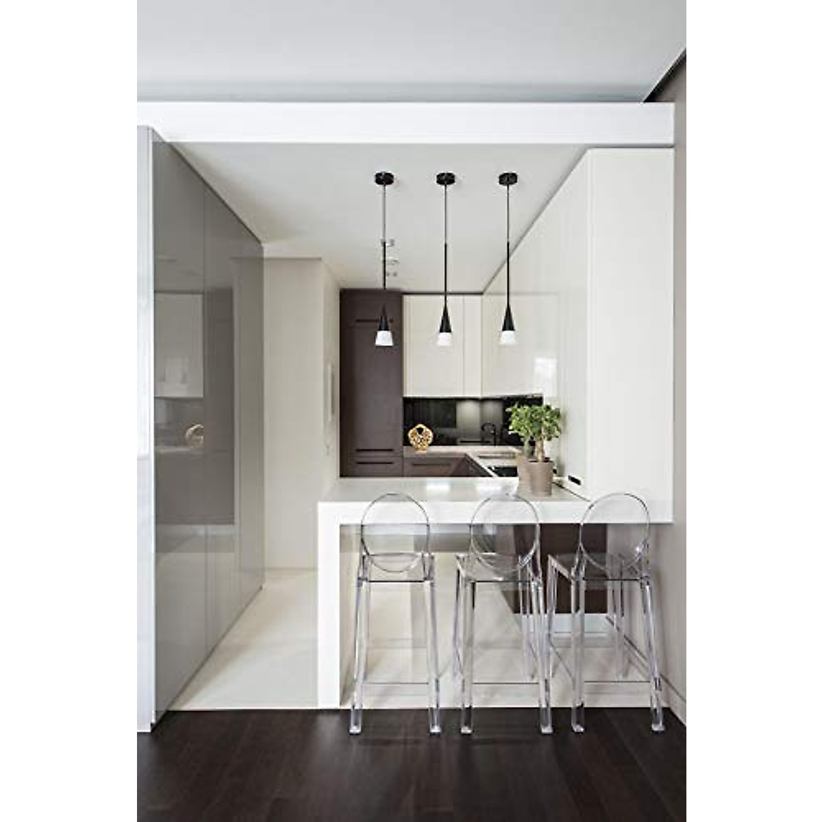 2xhome - Set of 2 25" Seat Height Barstool Modern Ghost Chair Ghost Stool Black Side Bar Stool Counter Stool Accent Stool No Arms (Clear)