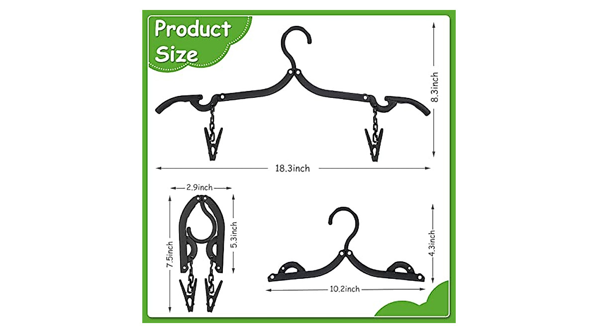 Portable 12-Pack Travel Hangers with Clips - Foldable Design