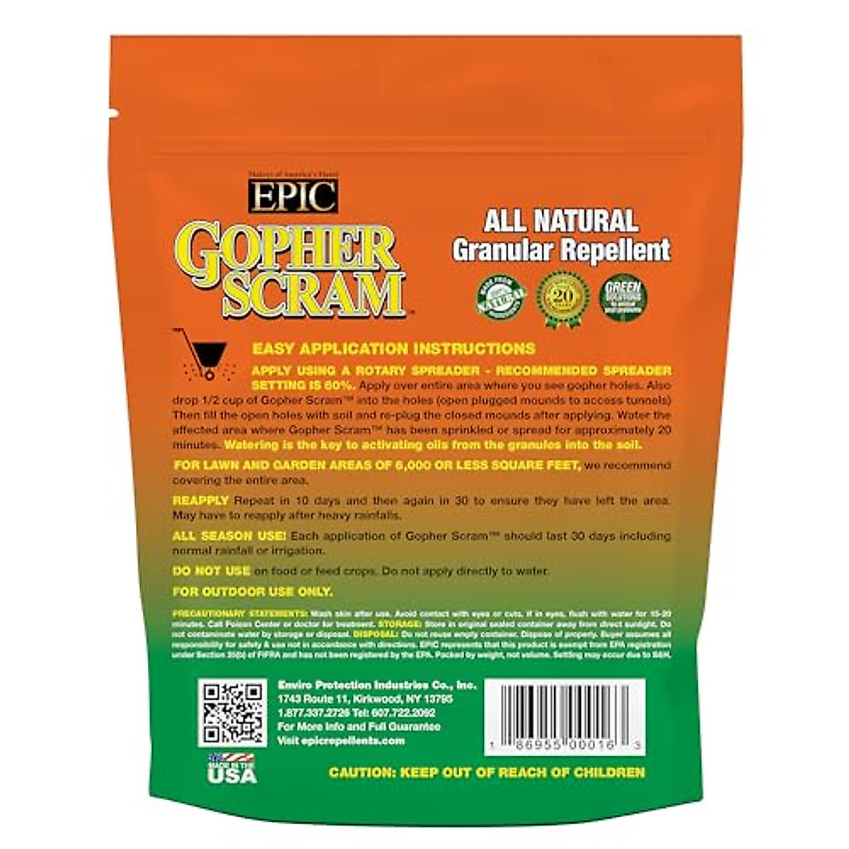 Gopher Scram All Natural Granular Repellent - All-Natural, Animal, People and Pet Safe Granule from EPIC Repellents (10 lb Bag)