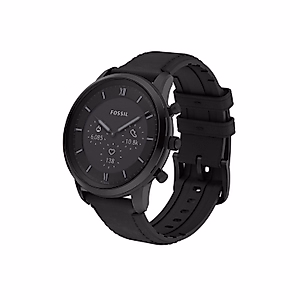 Fossil Men's Neutra Gen 6 Hybrid 44mm Stainless Steel and Leather Smart Watch, Color: Black (Model: FTW7074)