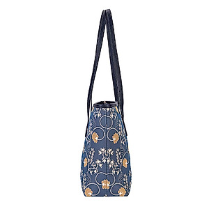 Signare Tapestry Shoulder Bag for Woman Travel or Work Tote Bags for Women In Jane Austen Blue Design|COLL-AUST