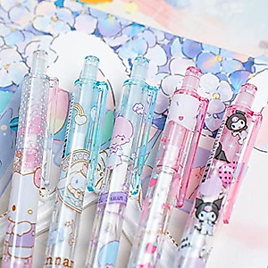 Eiodlulu Anime Gel Ink Pens 6 Pcs Cat Cute Kawaii School Supplies Set Ballpoint Pens For Students Teen Girls Gift Black 0.5mm