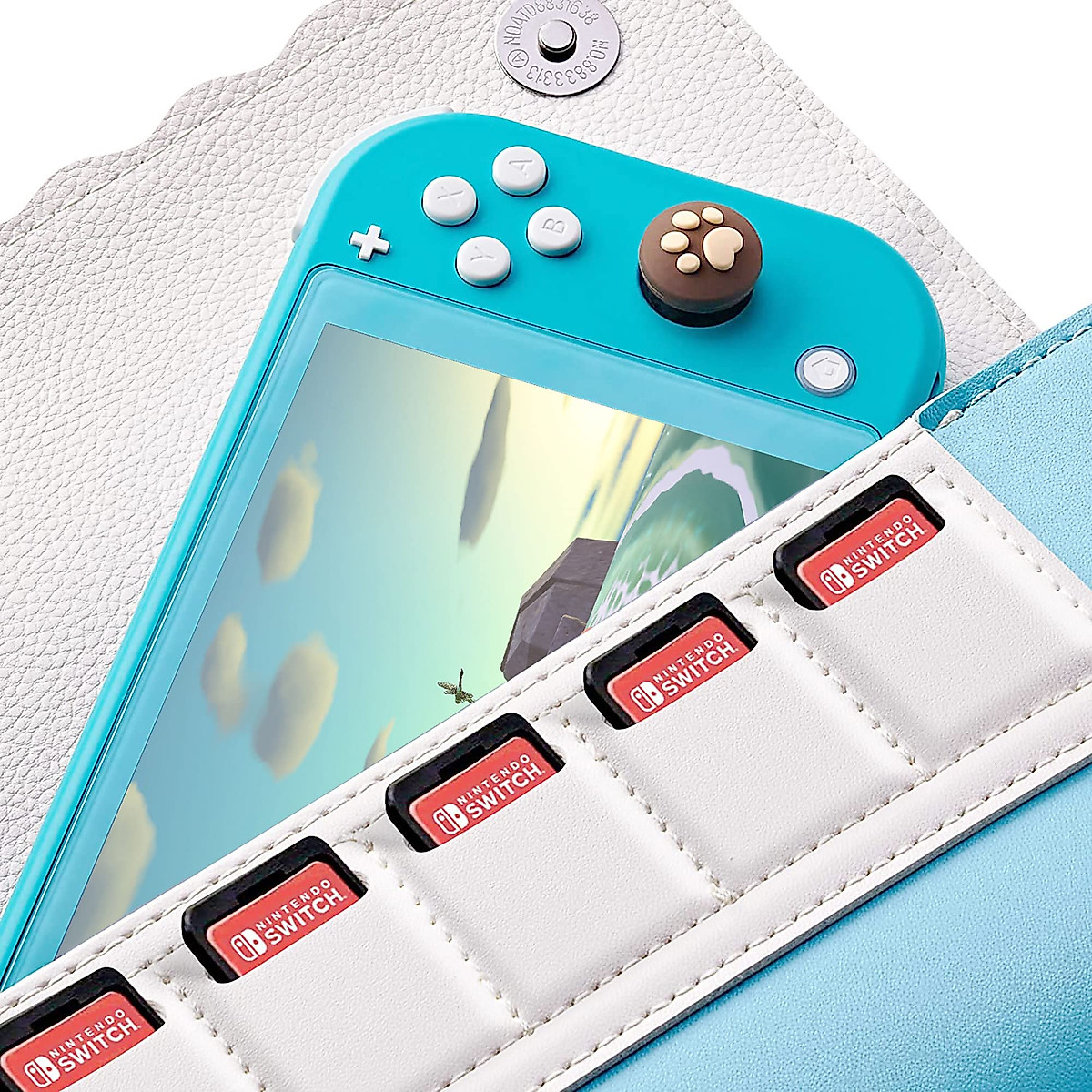 FUNLAB Case Compatible with Switch Lite,Ultra Slim Leather Clutch Case,Cute Carrying Case with Game Card Holder