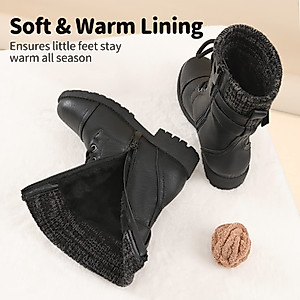 DREAM PAIRS Girl's Mid Calf Combat Ankle Lace up Boots Black Size 2 Little Kid