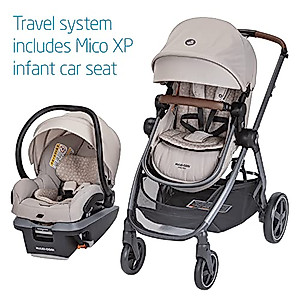 Maxi-Cosi Zelia™²Max 5-in-1 Modular Travel System, Baby Travel System, Infant Car Seat & Stroller Combo, Topia Tan
