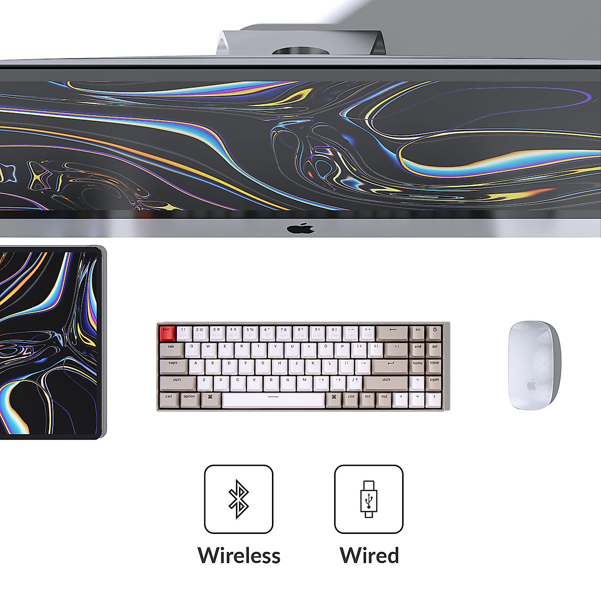 Keychron K14 Bluetooth 5.1 Wireless Mechanical Keyboard with Keychron Brown Switch/Rechargeable Battery, 72 Keys Compact Keyboard Compatible with Mac Windows