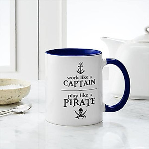 CafePress Work Like A Captain, Play Like A Pirate Mugs Ceramic Coffee Mug, Tea Cup 11 oz