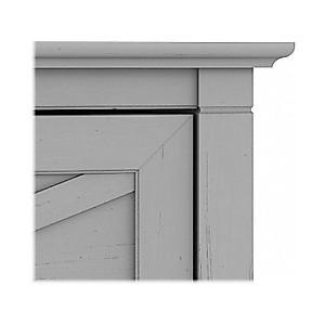 Bush Furniture Key West 60W L Shaped Desk with 2 Drawer Mobile File Cabinet in Cape Cod Gray