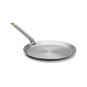 de Buyer MINERAL B Carbon Steel Crepe & Tortilla Pan - 12” - Ideal for Making & Reheating Crepes, Tortillas & Pancakes - Naturally Nonstick - Made in France