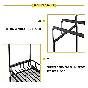 ICEETING Sponge Holder with Drain Pan for Kitchen,Kitchen Sink Caddy Organizer for Sponge Brush Soap Dish,Dishcloth Rack,Black