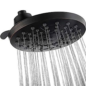 BIRGHT SHOWERS Rain Shower Head 8 Inch Four Spray Settings Fixed Shower Head with Adjustable Brass Ball Joints, Oil-Rubbed Bronze