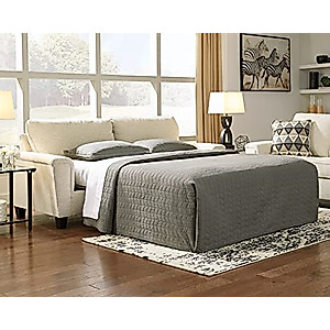 Signature Design by Ashley Abinger Chenille Contemporary Queen Sofa Sleeper with 2 Accent Pillows, Dark Gray