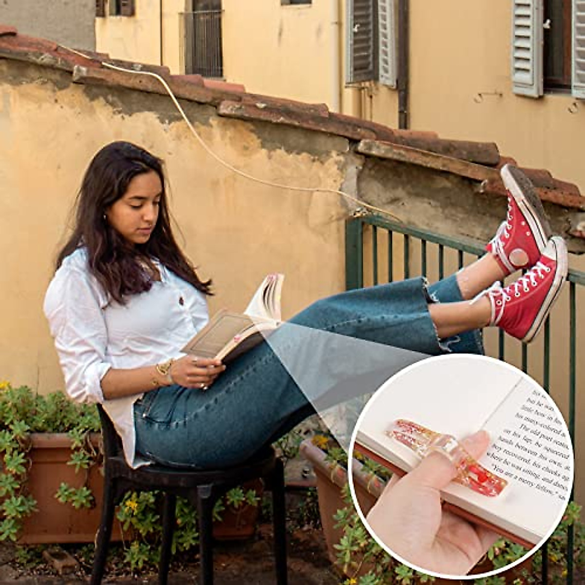 Dried Flower Book Page Holder for Reading,2 Pieces Thumb Book Page Holder and 1 Piece Resin Bookmark with Tassel Cute Book Accessories for Reading Lovers Book Marks for Book Lovers Gifts