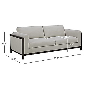 Amazon Brand – Stone & Beam Chesler Contemporary Sofa Couch with Wood Trim, 88"W, Cream