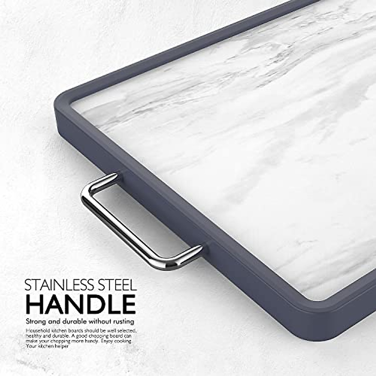 Double Sided Cutting Boards for Kitchen - Large Bamboo and Plastic Cutting Board, Dishwasher Safe Chopping Board, Reversible used for Meat, Veggies, Fruits, Easy Grip Handle, Non-Slip (BPA FREE)