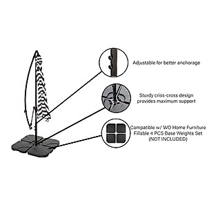 WO Home Furniture Portable Beach Patio Sunshade Stand Umbrella Base Stand Holder, Steel Universal Cross Base Stand Anchor Kit (Stand Only) (Black)