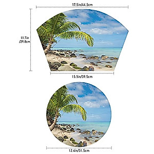 Placemats Set of 5,Palm Tree Beach Sea Cloud Blue Sky Island Reef Stone Indoor Outdoor PVC Weave Place Mats Wipeable Dining Table Placemats Heat Insulation Table Mats
