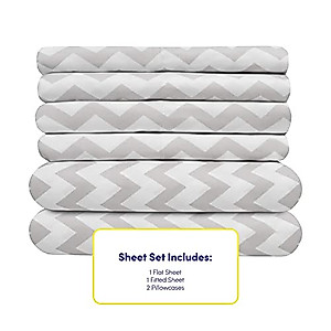 Twin Size Bed Sheets - 4 Piece 1500 Supreme Collection Fine Brushed Microfiber Deep Pocket Twin Sheet Set Bedding - 1 EXTRA PILLOW CASES, GREAT VALUE, Twin, Chevron Gray