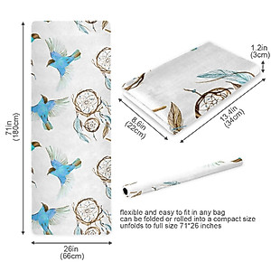 OTVEE Watercolor Dreamcatcher Birds Yoga Mat for Women Non Slip Ultra Thin 1 MM Travel Yoga Mat with Carrying Bag Suede Fitness Exercise Mat for Yoga Pilates Workout Routines Camping