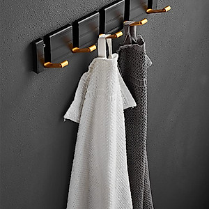 Aluminium Folding Hideaway Coat Hooks, Modern Wall Floating Coat Hook Rack Space-Saving Coat Hanger for Coats, Hats, Scarves, Key (Gold)