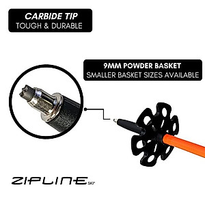Ski Poles Graphite Carbon Composite - Zipline Blurr 16.0 - U.S. Ski Team Official Supplier (Orioles Orange, 44" in./112 cm)