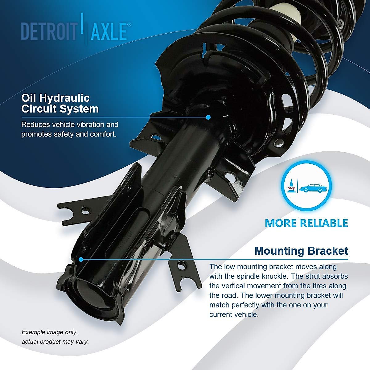 Detroit Axle - FWD Front Struts Sway Bars for 2013-2018 Ford Fusion Complete 2 Struts with Coil Spring 2 Sway Bar Links 2014 2015 2016 2017 Replacement Quick Install Ready Struts Shocks Assembly