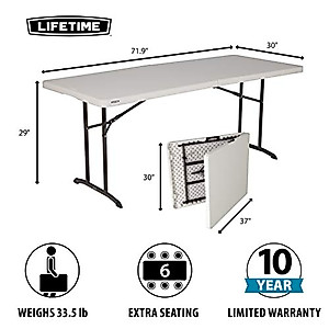 Lifetime 80382 Commercial Fold-In-Half Table, 6-foot, Almond