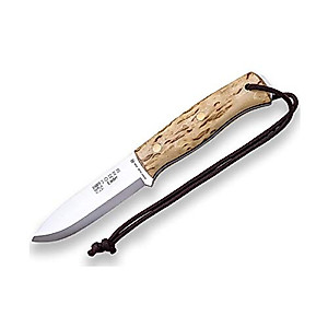 Joker Hunting Knife Ember Scandi CL122-P, with leather Sheath and Fire Starter included, blade 4.13 inches of Sandvik steel 14C28N, Tool for fishing, Hunting, camping and hiking