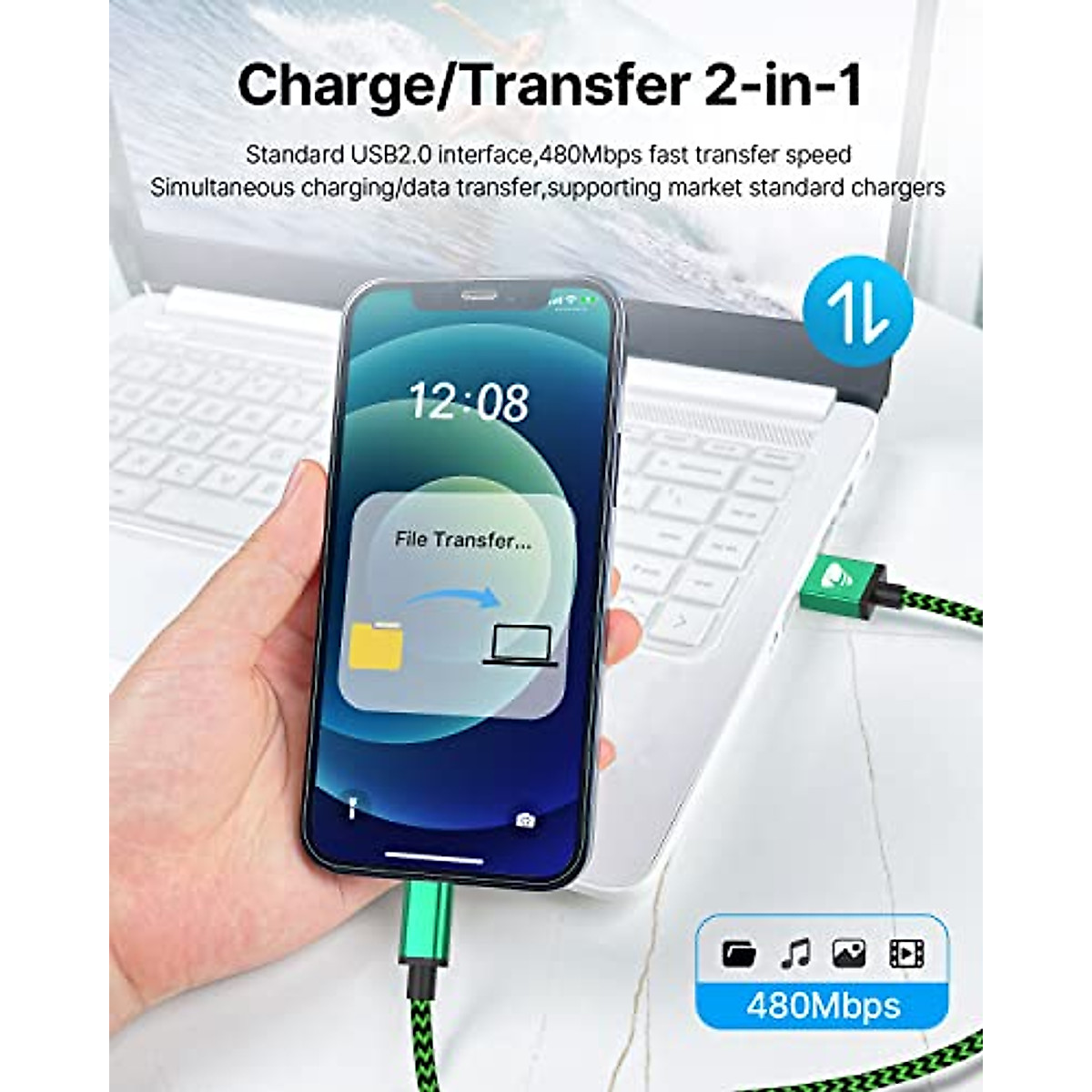 iPhone Charger Cord MFi Certified 3Pack 6ft Lightning Cable Fast iPhone Charging Cable Nylon Braided Data Sync Transfer Cord Compatible iPhone 14 13 12 11 Pro Max XR XS X 8 7 6 Plus 5s SE, iPad