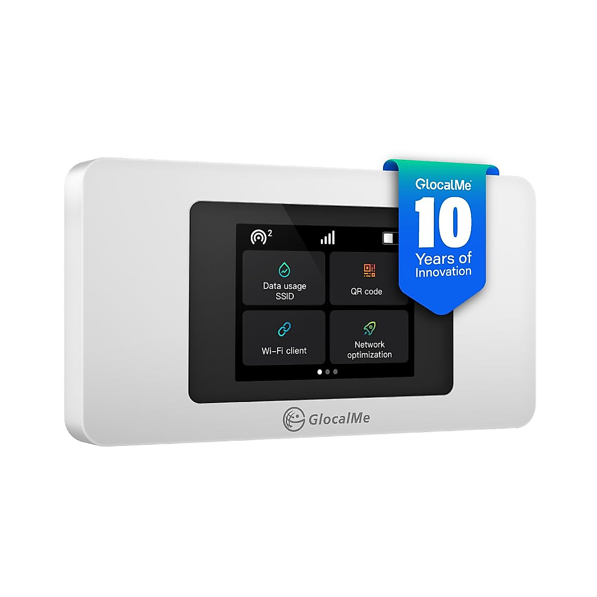 GlocalMe DuoTurbo 4G LTE Portable WiFi Hotspot for Travel in 200+ Countries, Mobile Hotspot Device with Global 1GB & Local 10GB Data 30Days, SIMFREE and Dual Modem, 10 Devices Connected(White)