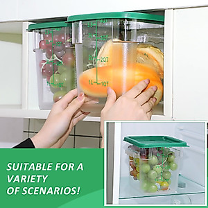 Yungyan 12 Pcs 4 Qt Commercial Food Storage Containers with Lids Restaurant Square Airtight Food Storage Containers Clear Cereal Containers for Kitchen Freezer Dishwasher Pantry(Green Lid)