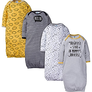 Gerber Unisex Baby Boy and Girls 4-Pack Sleeper Gown Star 0-6 Months