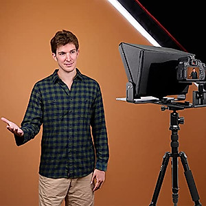 ILOKNZI 15 inch Liftable Teleprompter for All Tablets (12.9-inch Tablet), Remote Control and teleprompter app, 70/30 Beam Splitter Glass, Aluminum Body and a Packbag, Make Videos/Speech