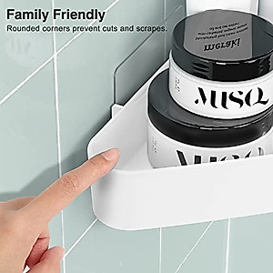 Sotfamily Corner Shower Caddy, Adhesive Plastic Shower Organizer for Bathroom, 2 Pack, White