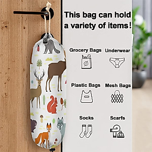 Plastic Bag Holder Cartoon Wildlife Wall Mount Grocery Bag Organizer Holder Hanging Trash Bag Storage Dispenser for Home Kitchen Pantry Door Organization Decor