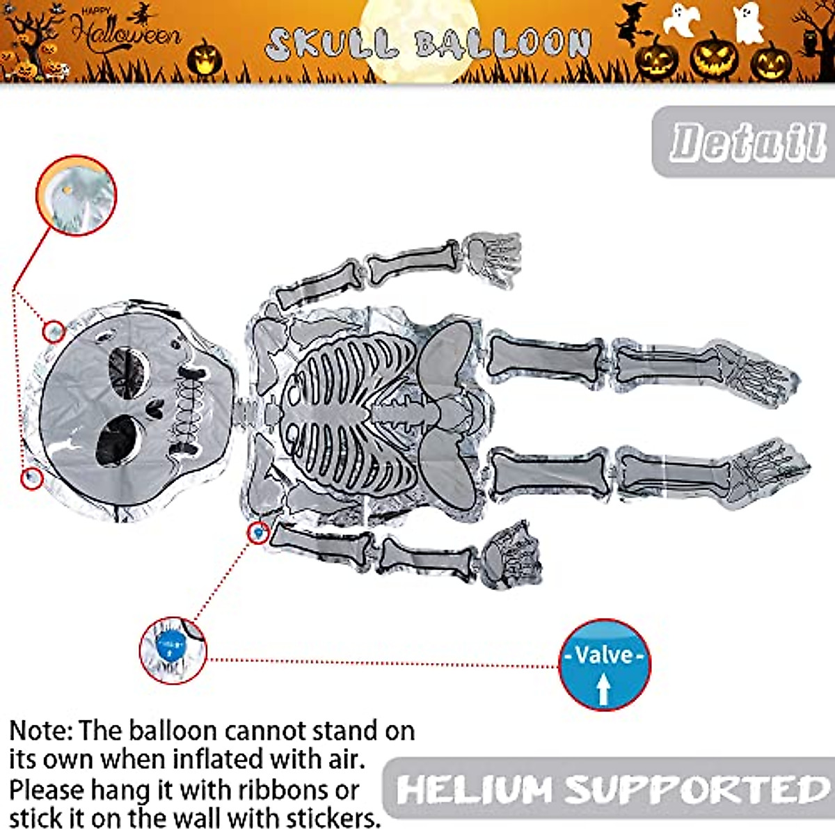 2-pack 52-inch Skull Balloon, Helium Foil Balloon For Halloween Party Decoration Supplies, Nightmare Before Christmas Balloons