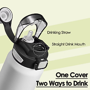 Ankening Simple Modern Insulated Stainless Steel Water Bottle with Straw and Chug Lid for Sports and Travel, BPA-Free, 34oz (Khaki)