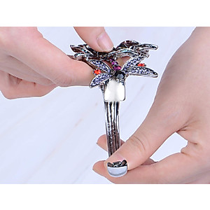 Alilang Womens Silvery Tone Shine Colorful Crystal Rhinestone Flying Dragonfly Firefly Insect Cuff Bangle Bracelet